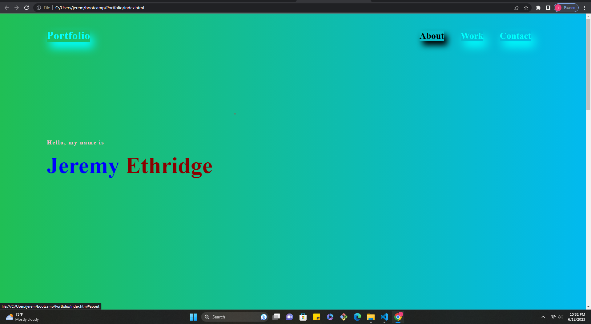 GitHub - Jeremyethridge/Portfolio: I have created my portfolio using HTML and CSS from scratch.