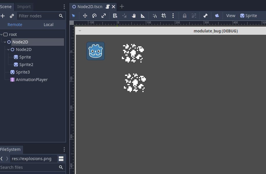 setting modulate on a sprite within method track resets to white every step when using an ...
