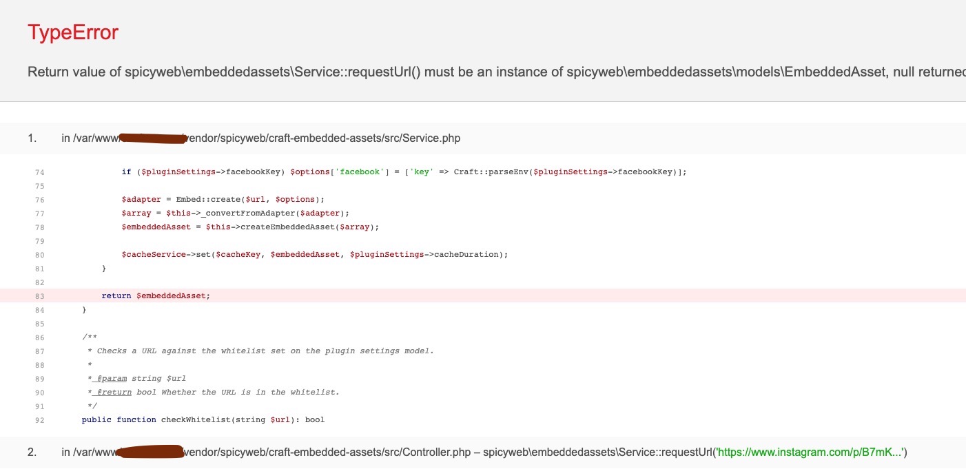 TypeError generated when embedding instagram post · Issue #121 · spicywebau/craft-embedded ...