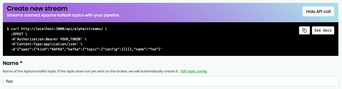 UI: Allow to edit the API payloads · Issue #35 · DataCater/datacater · GitHub