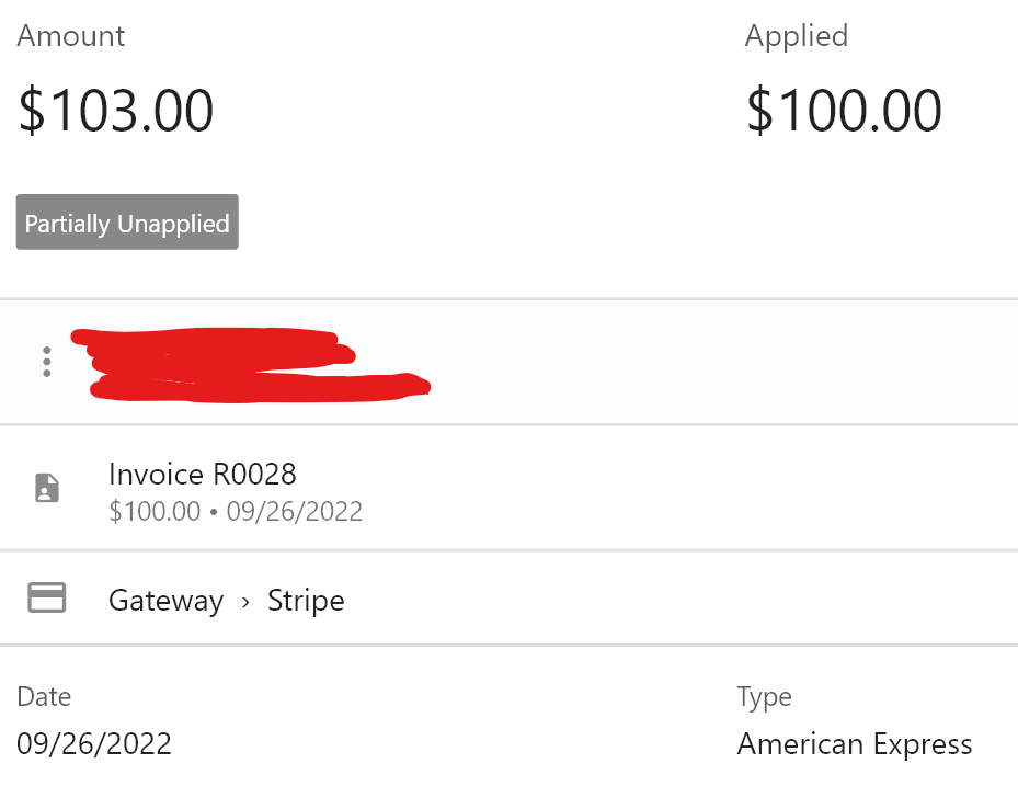 Surcharged not applied to invoice after payment marking the payment as "Partially unapplied ...
