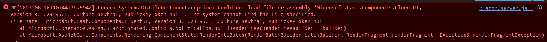Docs Could Not Load File Or Assembly Microsoftfastcomponentsfluentui Issue In Blazor Server 2602