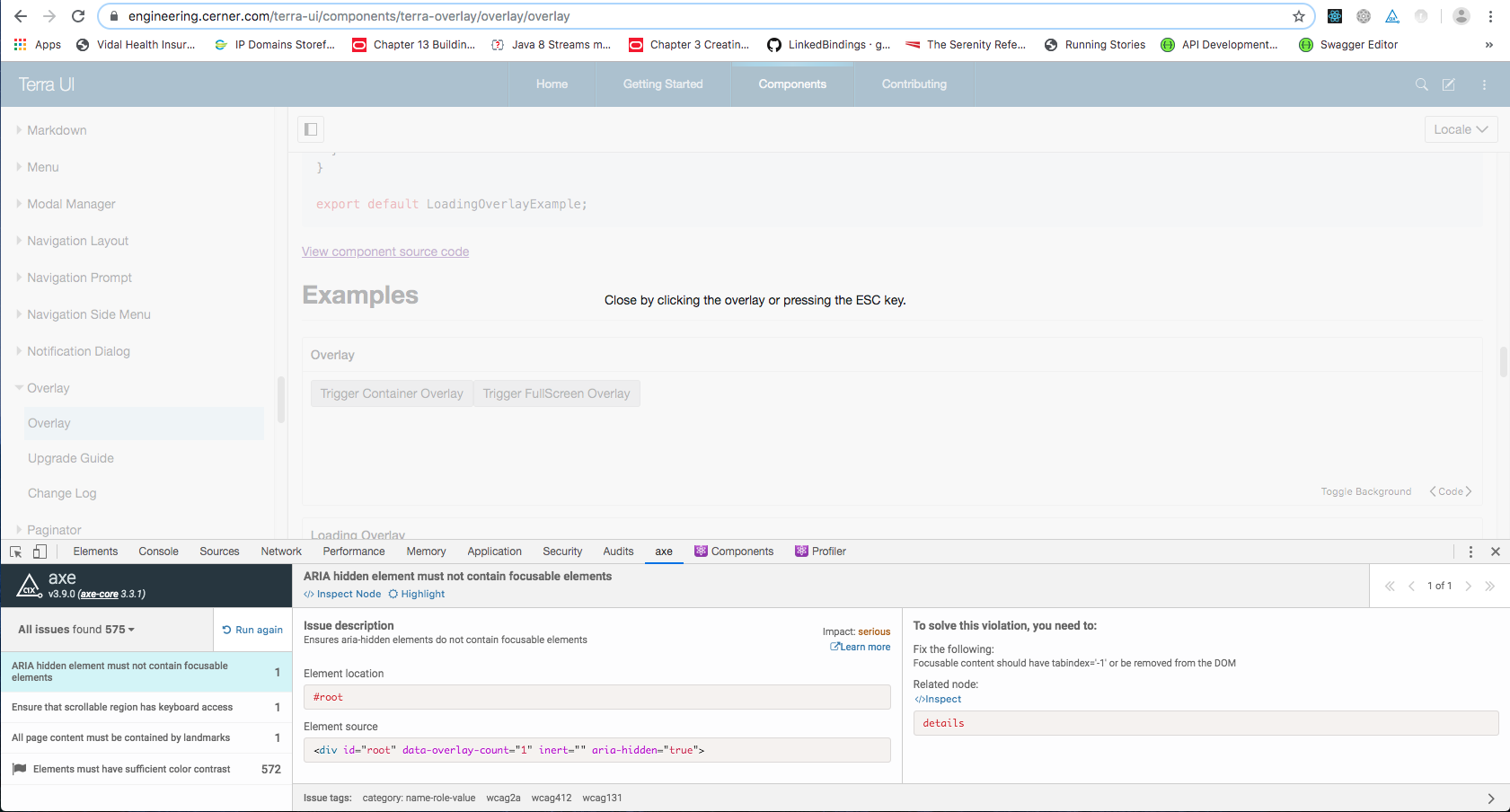 Axe Issue "ARIA hidden element must not contain focusable elements" in multiple components ...
