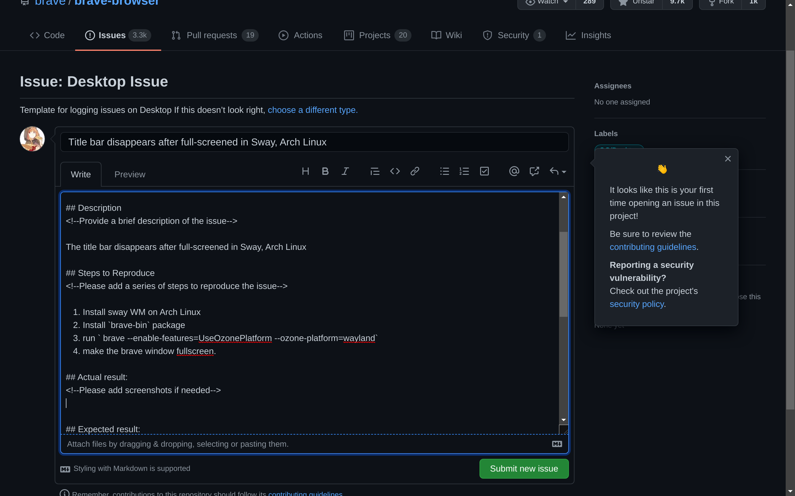Title bar disappears after full-screened in Sway, Arch Linux · Issue #16275 · brave/brave ...