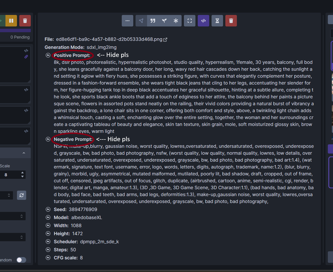 [enhancement]: Add possibility to hide Pos. and Neg. Prompts in Info (I) [Metadataview] · Issue ...