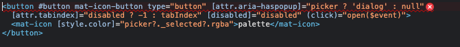 Failed to execute 'add' on 'DOMTokenList': The token provided ('mat-[object Object]') contains ...