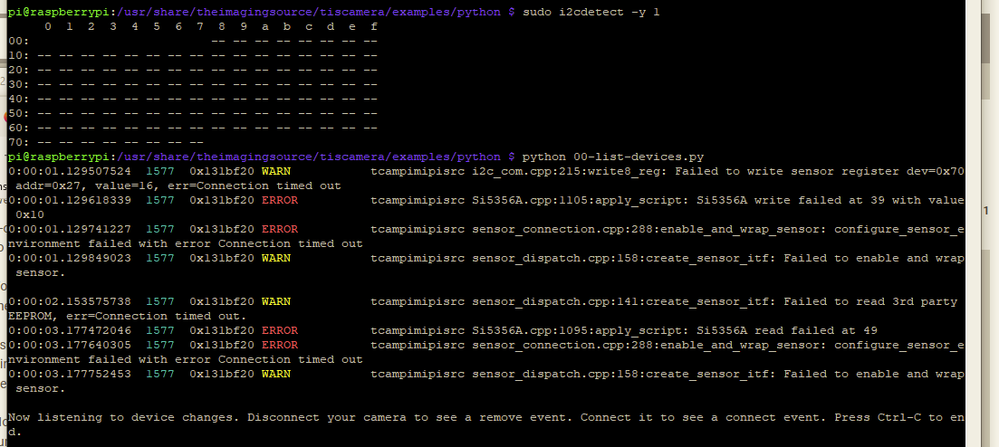 No camera detected on raspberry pi 4 bullseye · Issue #484 · TheImagingSource/tiscamera · GitHub