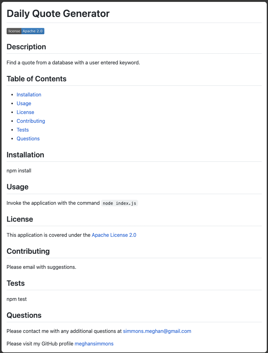 GitHub - meghansimmons/readme-generator