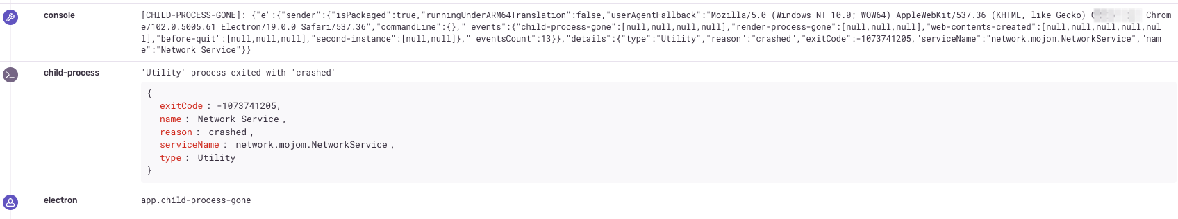[Bug]: when App start, the child-process-gone event got Utility,network.mojom.NetworkService ...