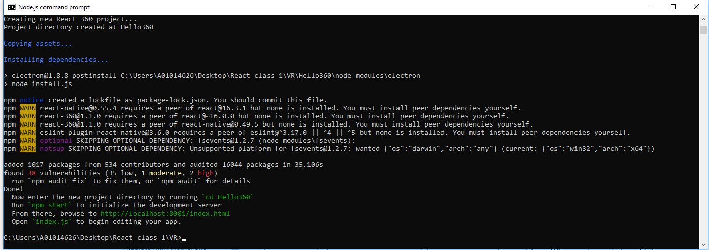 Lots of warnings on install and then metrobuilder fails · Issue #669 · facebookarchive/react-360 ...