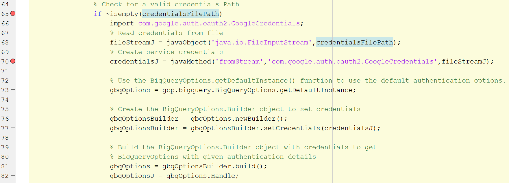 error gbqOptions = gcp.bigquery.BigQueryOptions.getDefaultInstance · Issue #1 · mathworks-ref ...