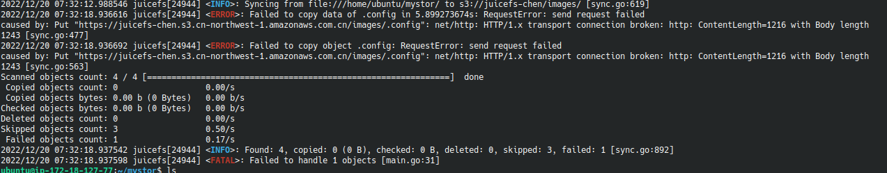 error sync jfs to s3 · Issue #3106 · juicedata/juicefs · GitHub