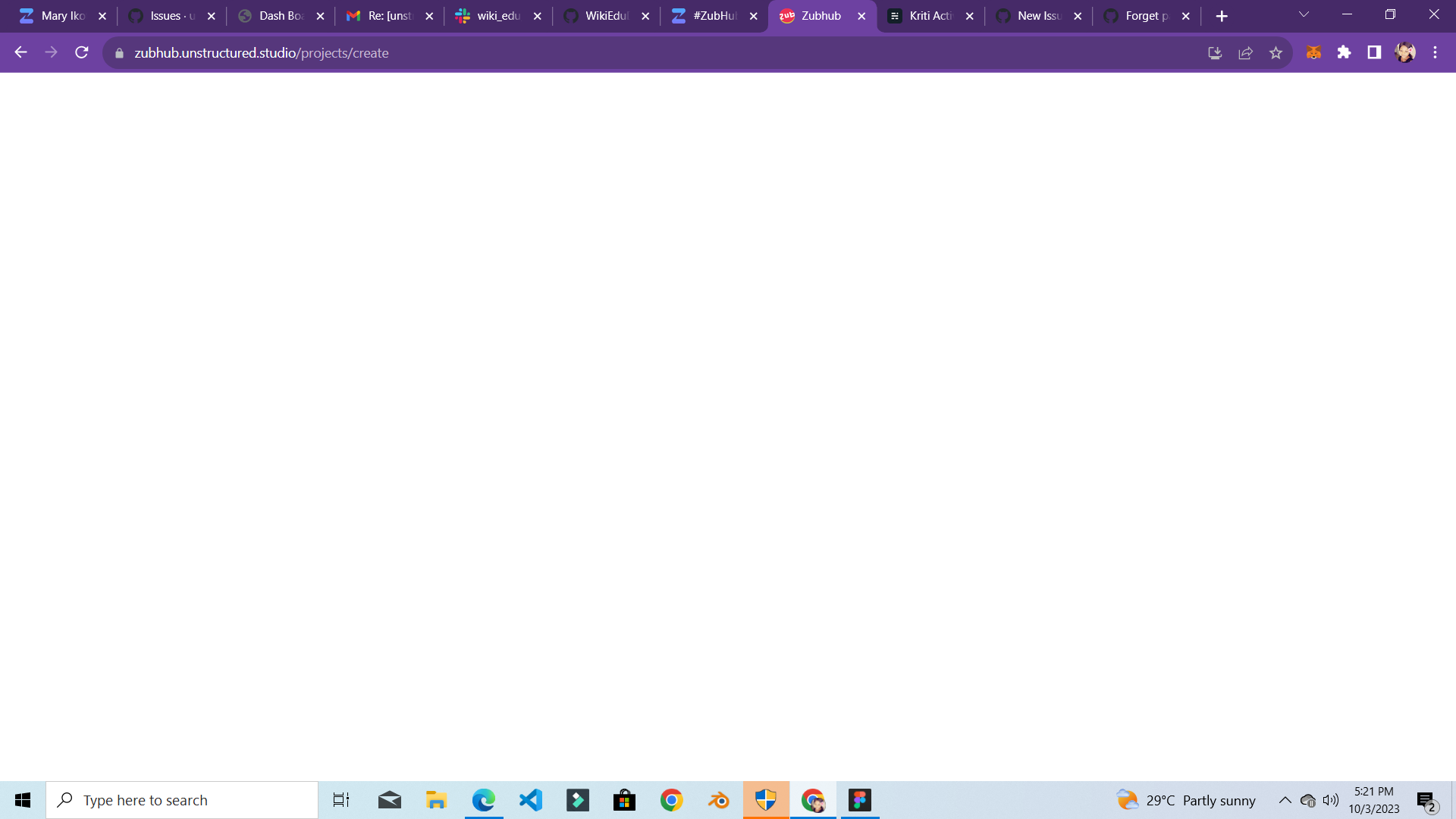 Create project page is blank · Issue #774 · unstructuredstudio/zubhub ...