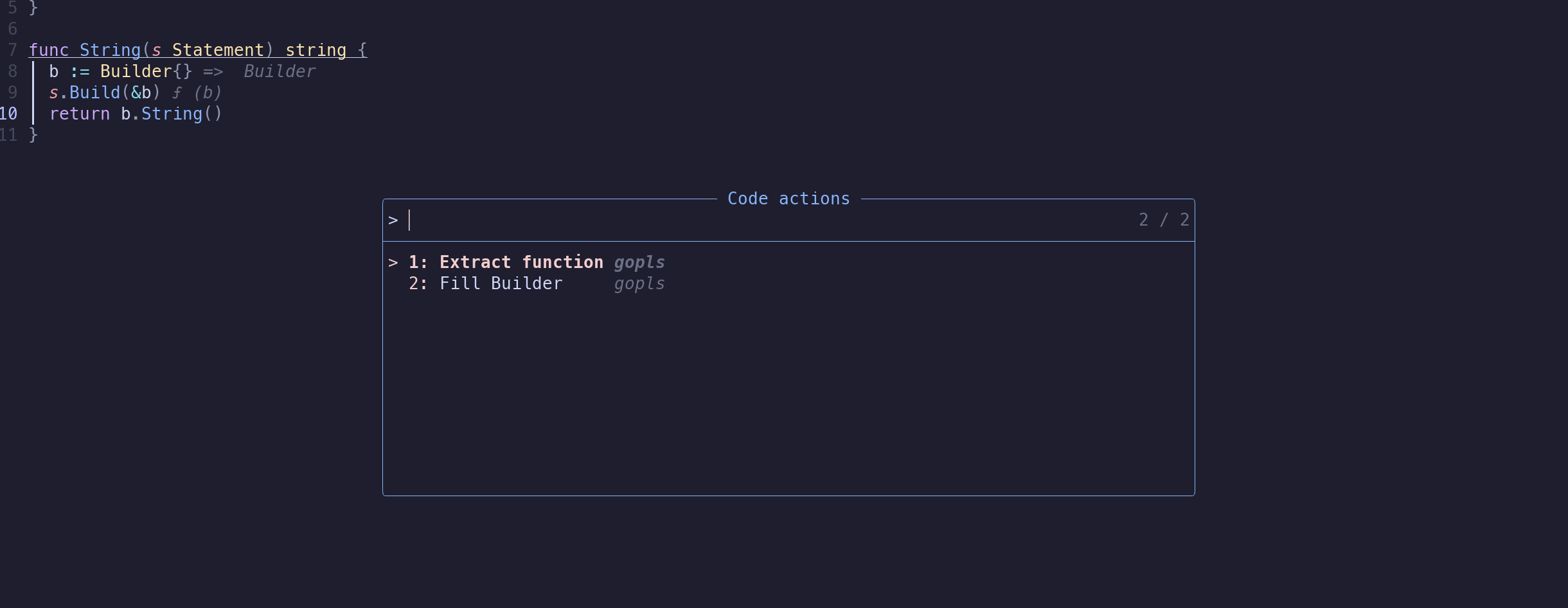 How to extract method, variable etc. using this plugin? · Issue #207 · ray-x/go.nvim · GitHub