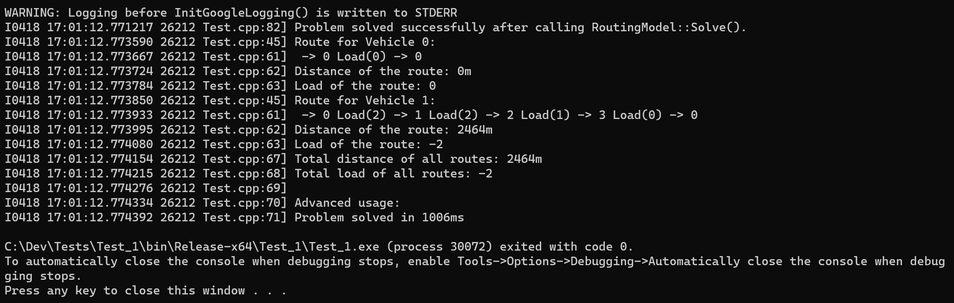 CVRP with loading and unloading different order types · google or-tools ...