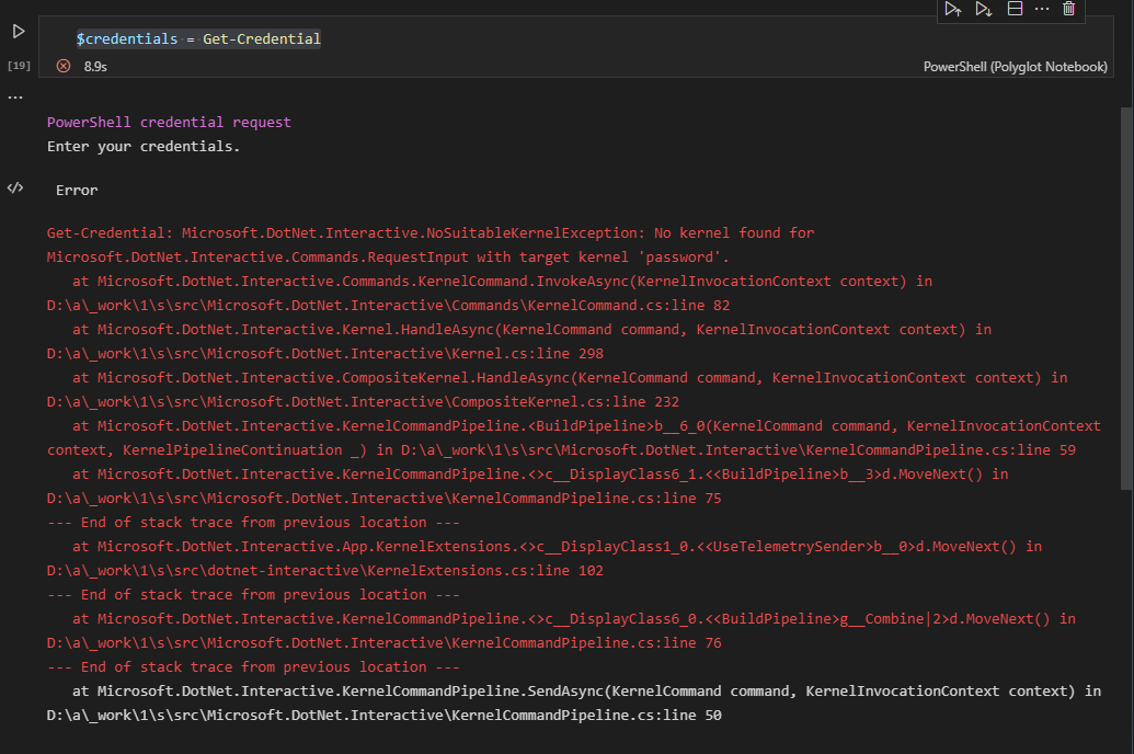 After Installing Net7 I Get This Error Get Credential Microsoftdotnetinteractive