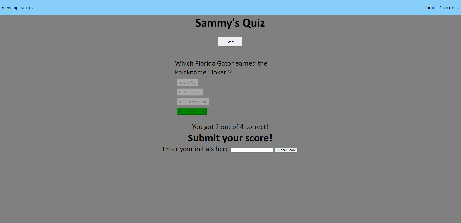 Github Sammyyi34quiz Game Challenge4