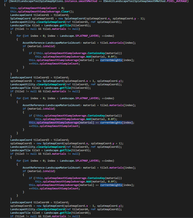 Splatmap smooth tool (pixel average mode) has no effect, glitches splatmap on high strength ...