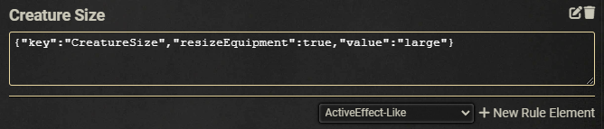 Using Rule Elements to set a PC's size to huge will result in all inventory items becoming ...