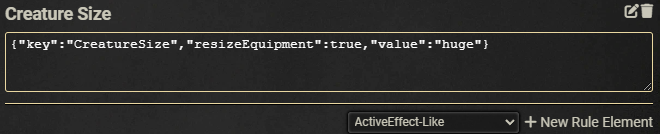 Using Rule Elements to set a PC's size to huge will result in all inventory items becoming ...