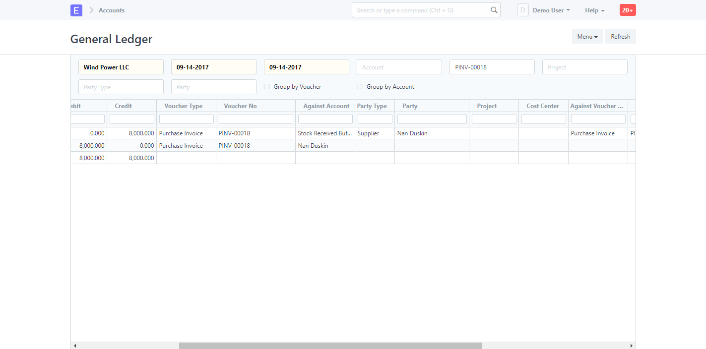Project wont Reflect General Ledger if linked via Purchase Invoice · Issue #10797 · frappe ...