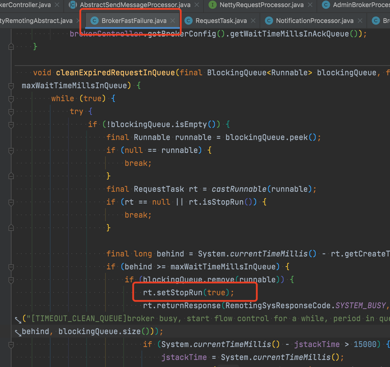 RequestTask's stopRun field concurrency issues · Issue #4630 · apache/rocketmq · GitHub