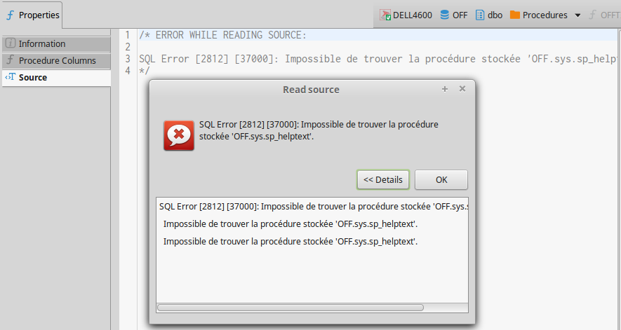 Display of schemas for Microsoft SQL Server is broken in 4.3.2 CE ...