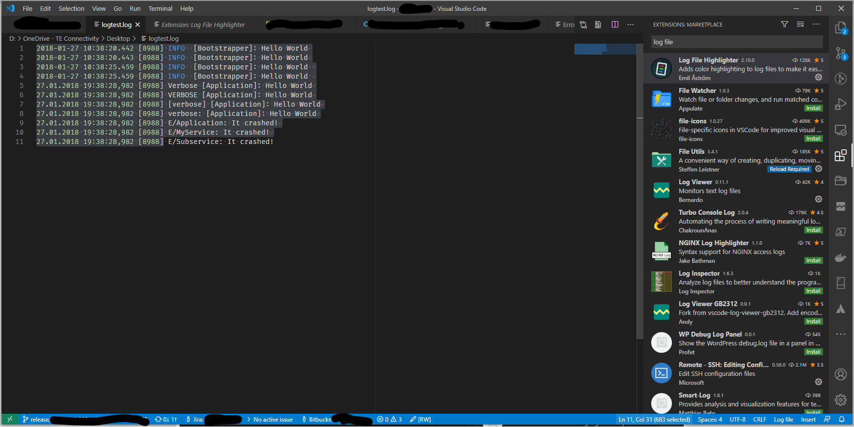 Highlighting does not work as expected · Issue #161 · emilast/vscode-logfile-highlighter · GitHub