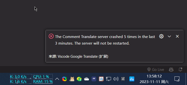 The Comment Translate Server Crashed 5 Times In The Last 3 Minutes The Server Will Not Be