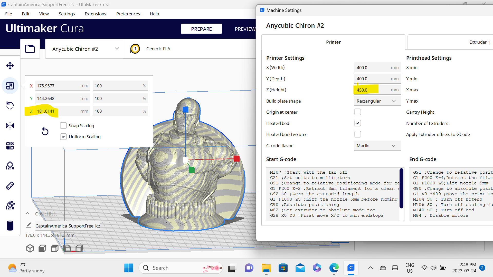 Cura 5.3.0 - Z Height issue with printer settings · Issue #15046 · Ultimaker/Cura · GitHub