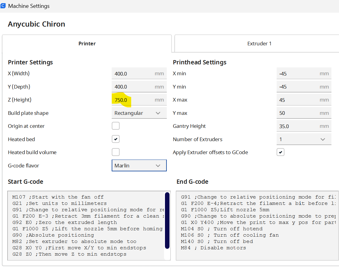 Cura 5.3.0 - Z Height issue with printer settings · Issue #15046 · Ultimaker/Cura · GitHub