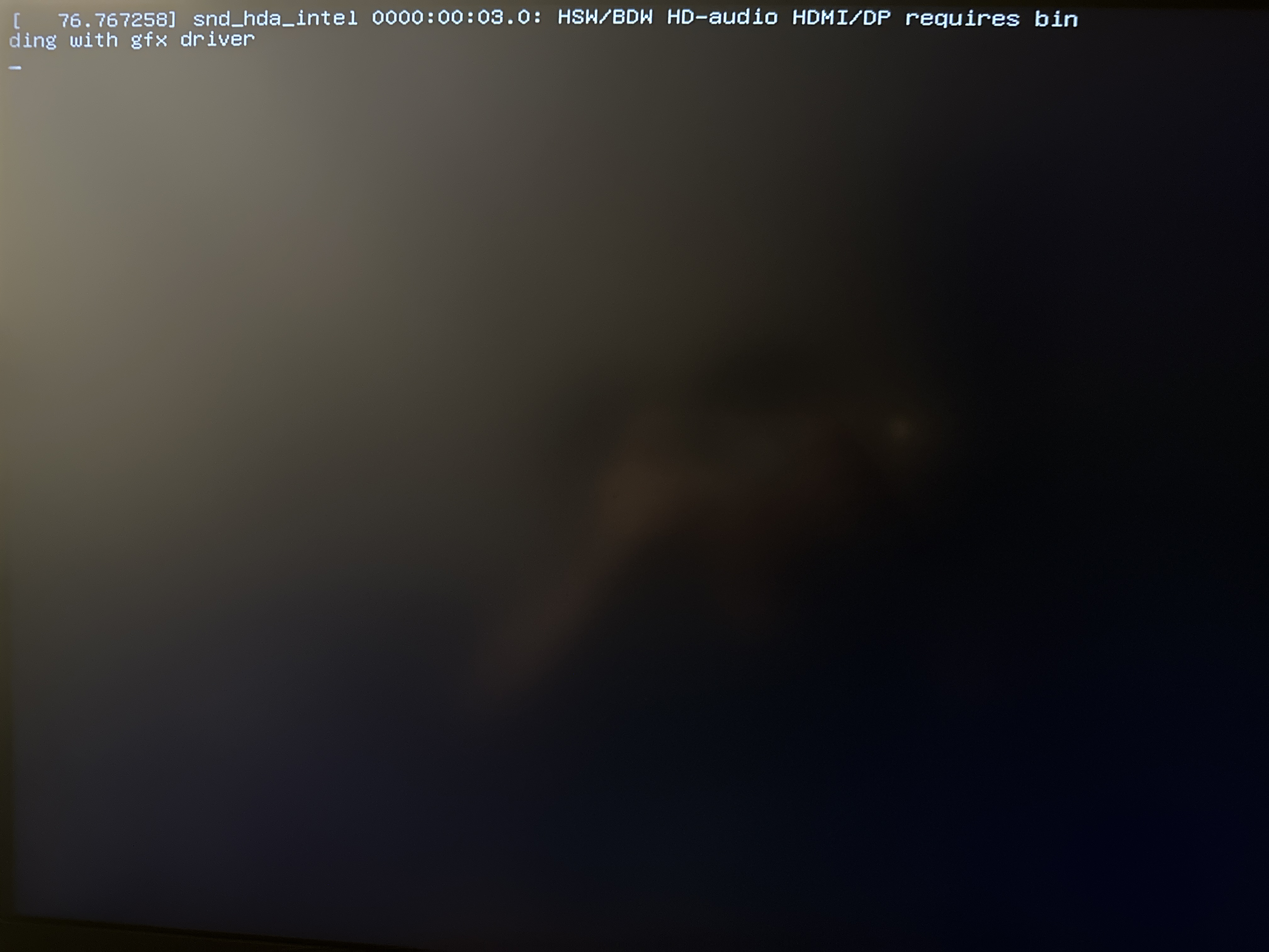 Installer freezes on “snd_hda_intel 0000:00:03.0: HSW:BDW HD-audio HDMI/DP requires binding with ...