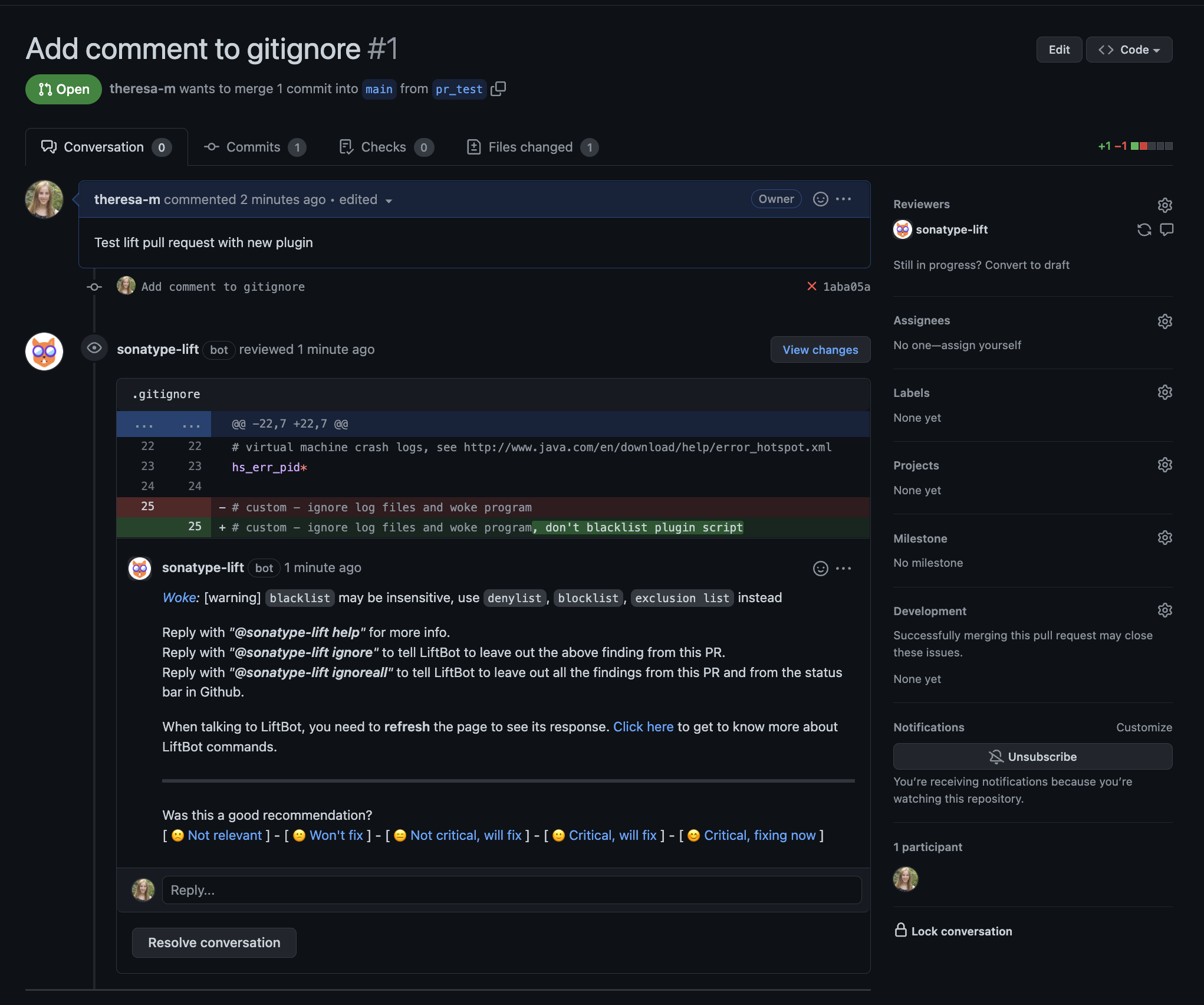 GitHub - theresa-m/lift-woke-plugin: Custom Sonatype Lift plugin for Woke