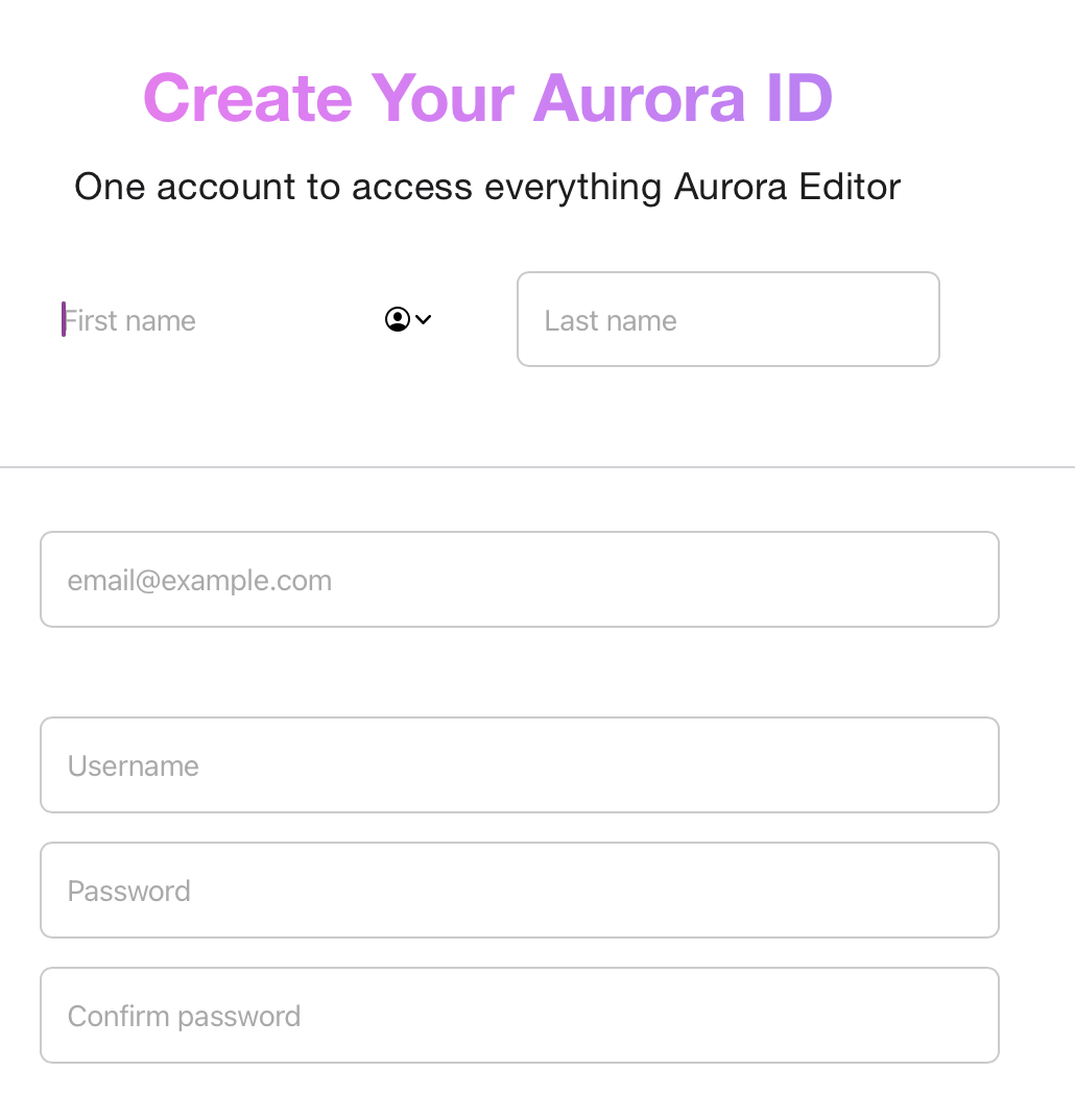 Website->Create account, border missing · Issue #194 · AuroraEditor/auroraeditor.com · GitHub