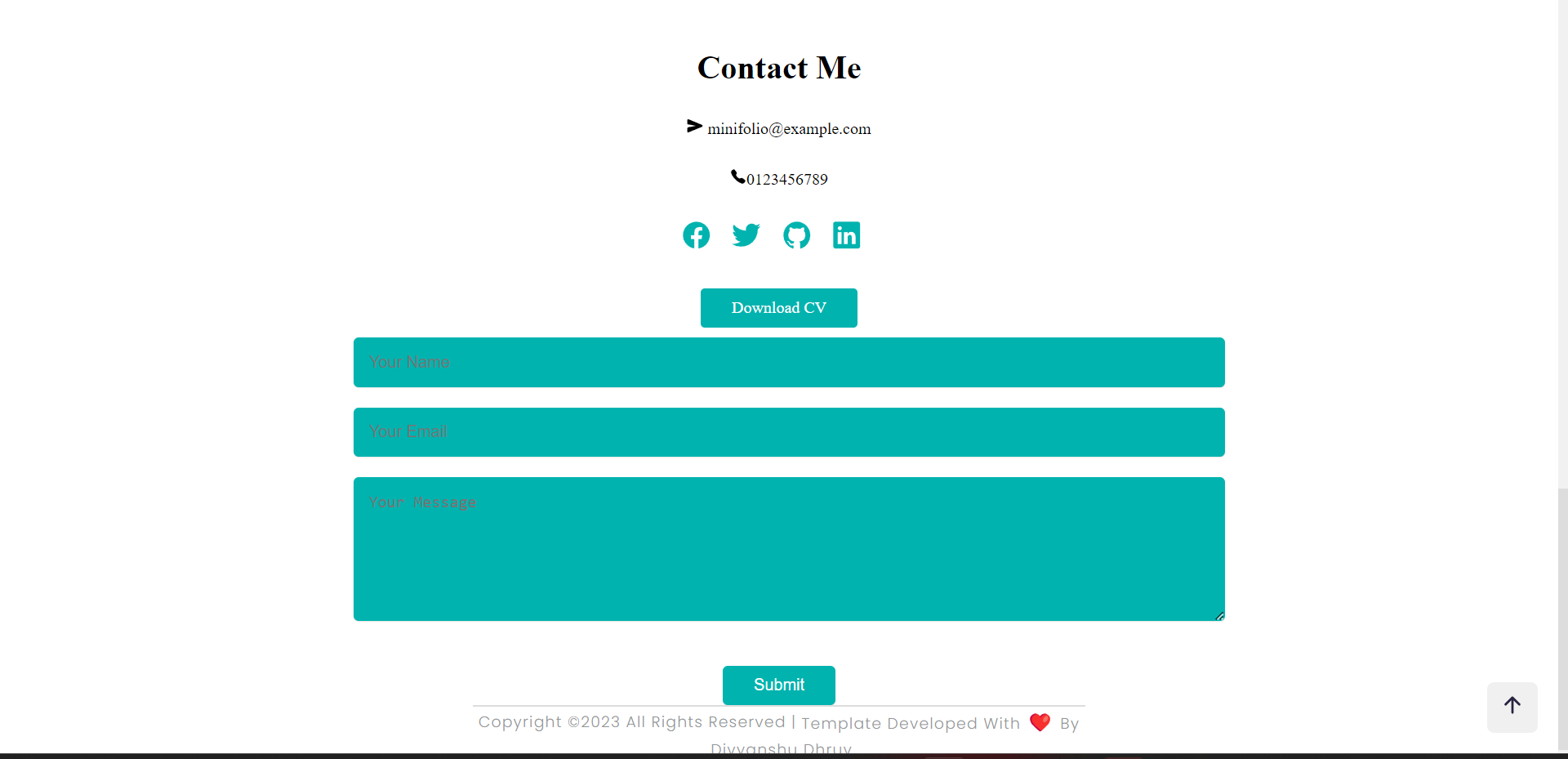 Add contact section · Issue #16 · divyanshudhruv/Minifolio · GitHub