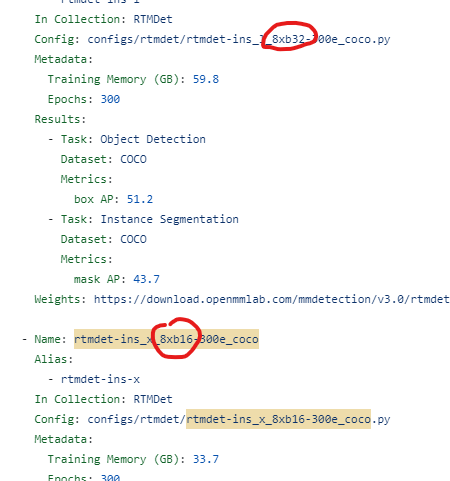 [Docs issue] RTMDet metafile *likely* has incorrect memory usage size for ins-x model · Issue ...