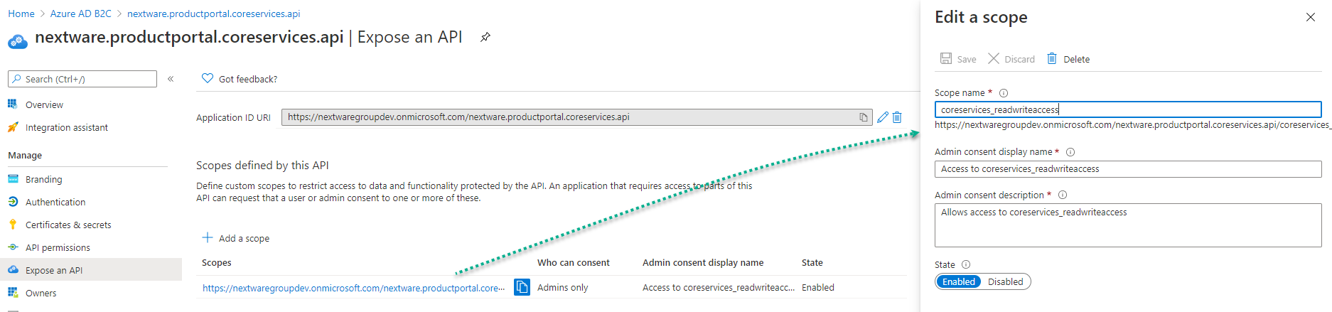 EnableTokenAcquisitionToCallDownstreamApi throws exception AADB2C90146 ...