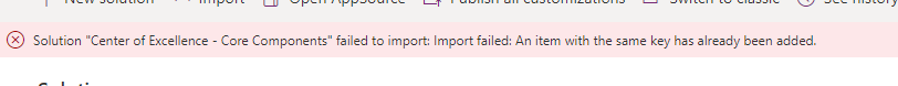 [BUG]: Error importing core components - Import failed: An item with the same key has already ...