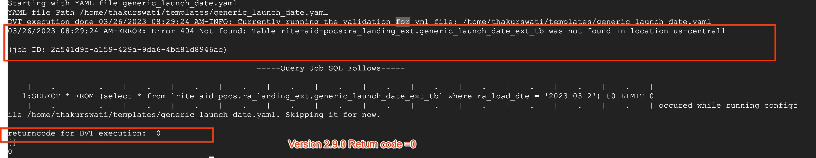 Incorrect Return code received while performing Count Validation- BQ vs BQ · Issue #782 ...