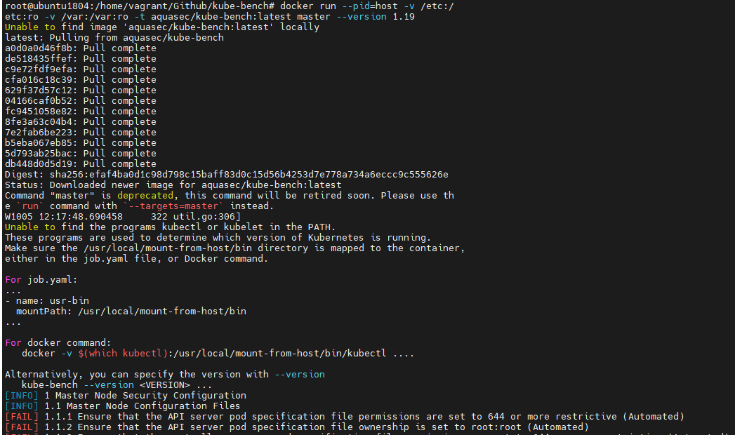 getting this error /entrypoint.sh: line 18: exec: kube-bench: not found · Issue #1002 ...