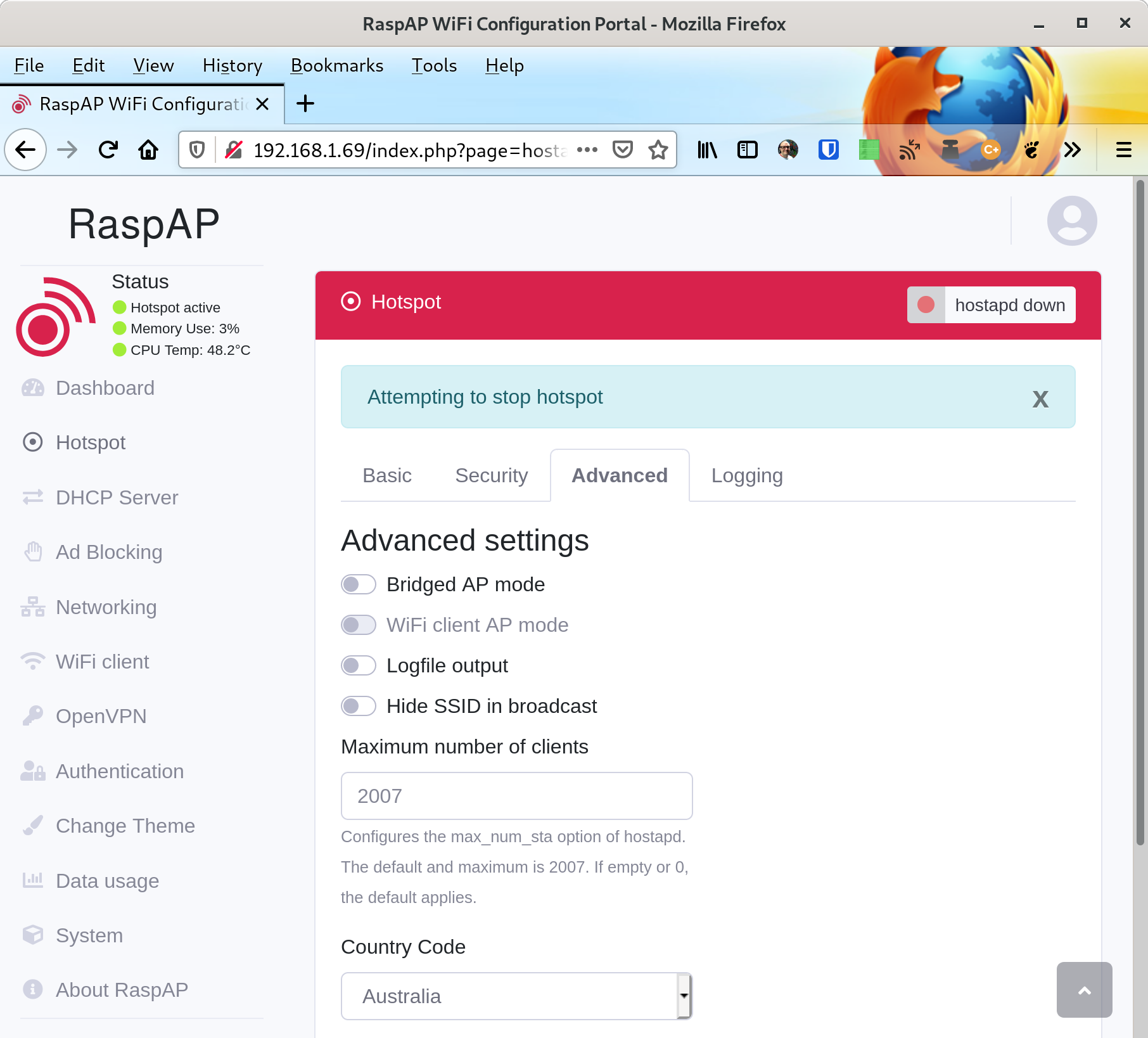 WiFi client AP mode greyed out with no indication of why · Issue #639 · RaspAP/raspap-webgui ...