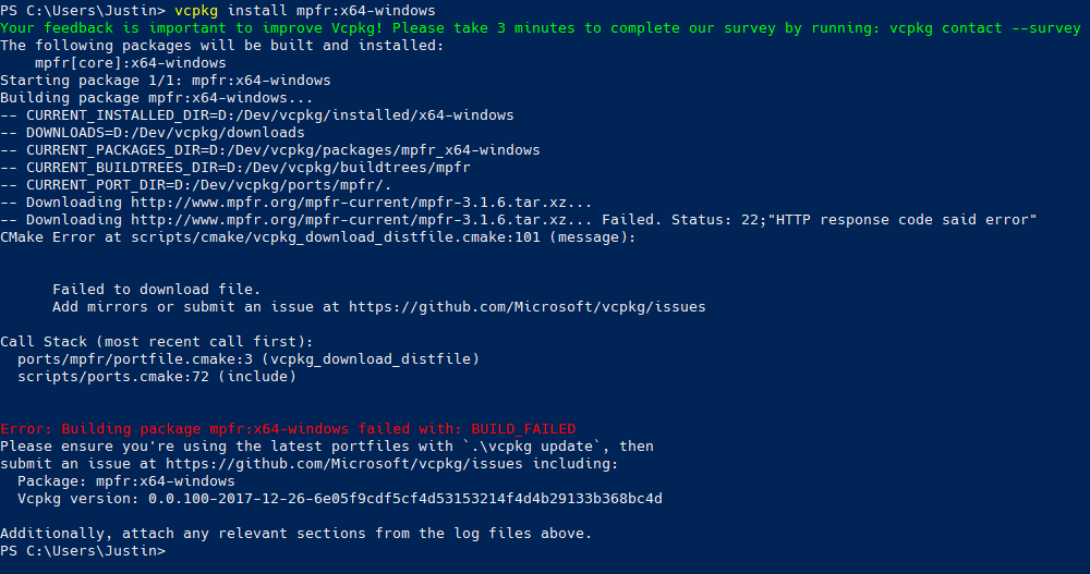 Building mpfr breaks on x64-windows · Issue #2448 · microsoft/vcpkg · GitHub