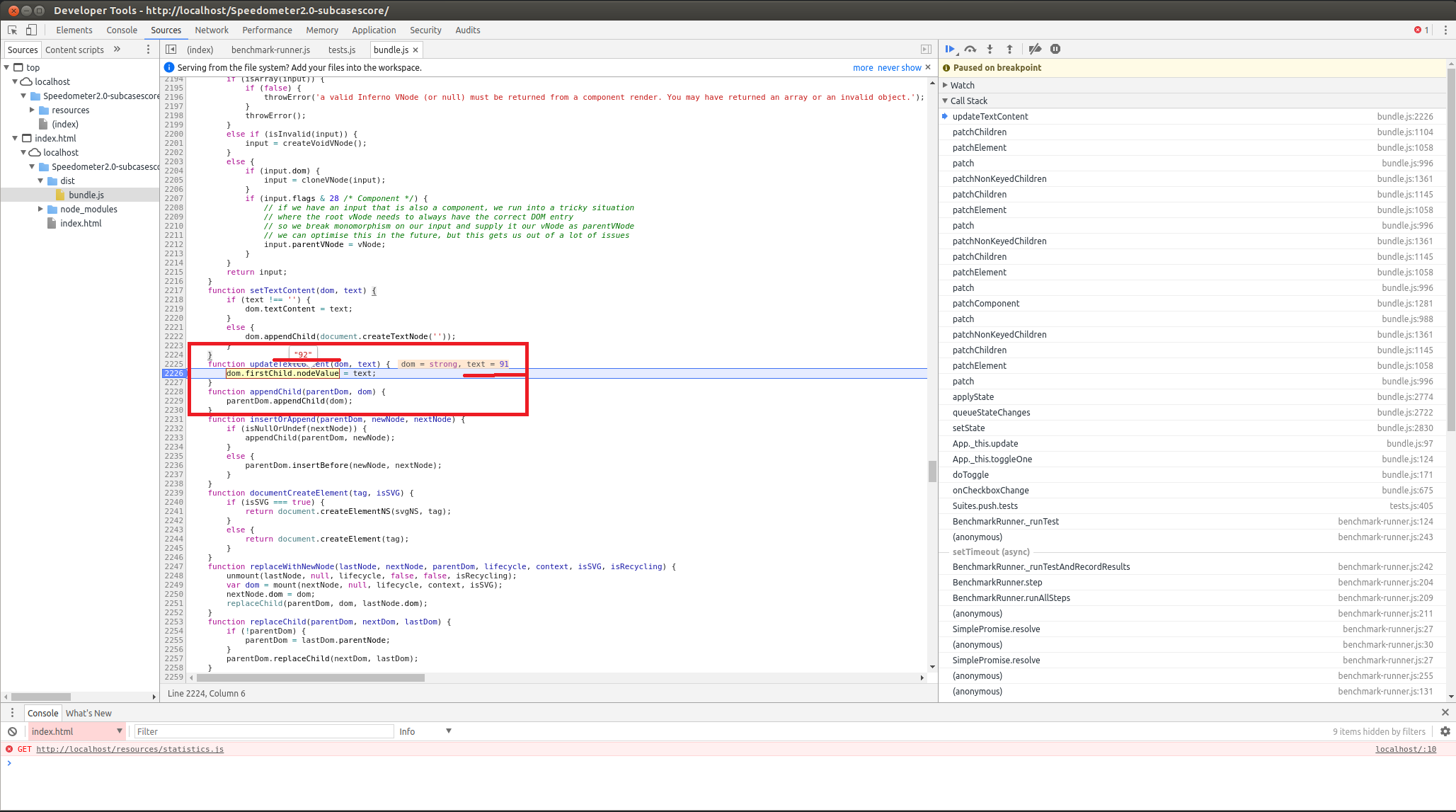 [critical bug] Inferno case in Speedometer 2.0 benchmark runs very slowly. · Issue #1206 ...