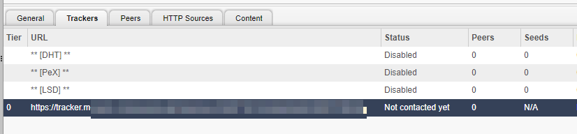 All private tracker and some open tracker show Not contacted yet ...