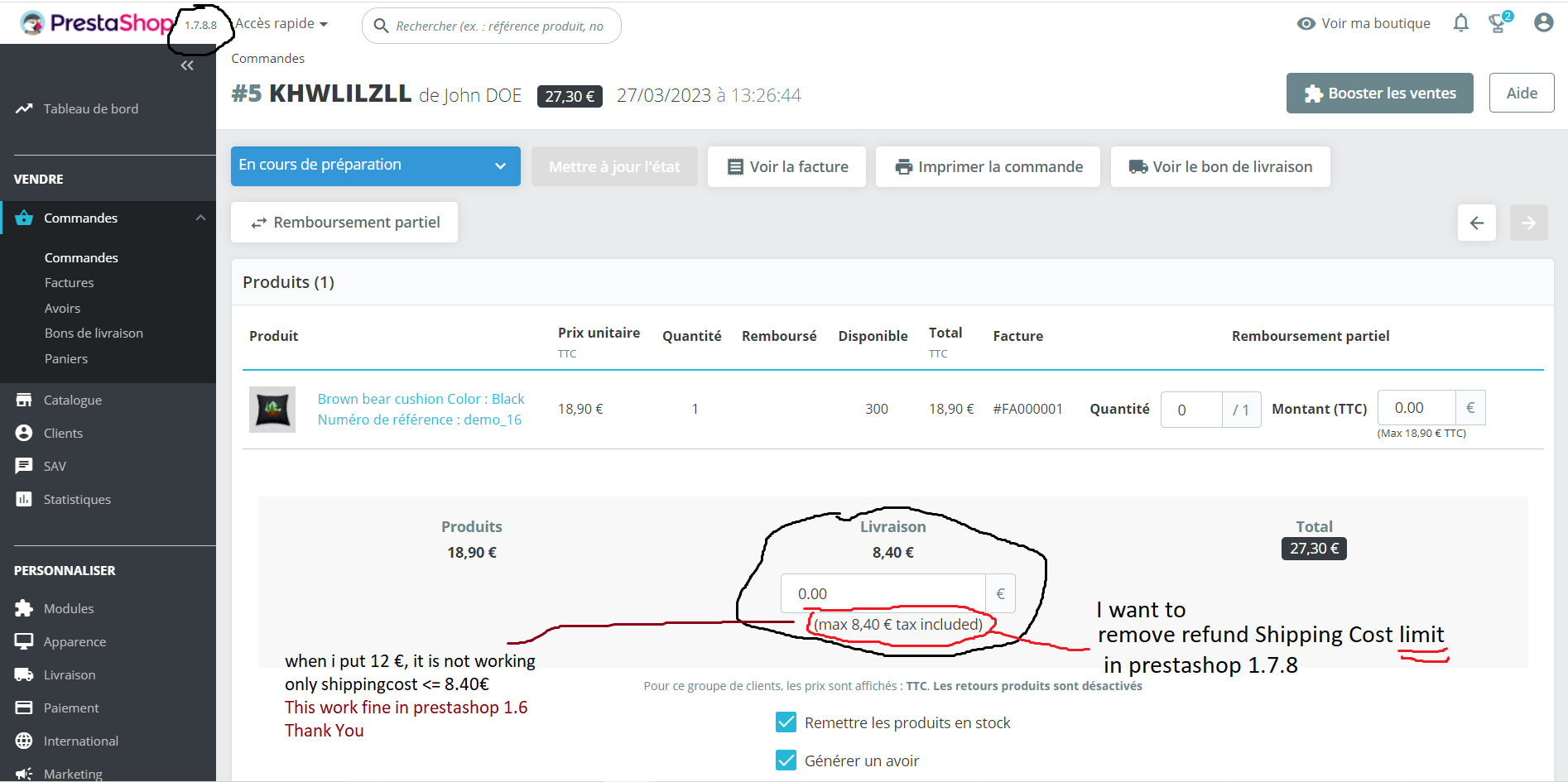 Remove shipping cost refund limit in prestashop 1.7.8. · Issue #31949 · PrestaShop/PrestaShop ...