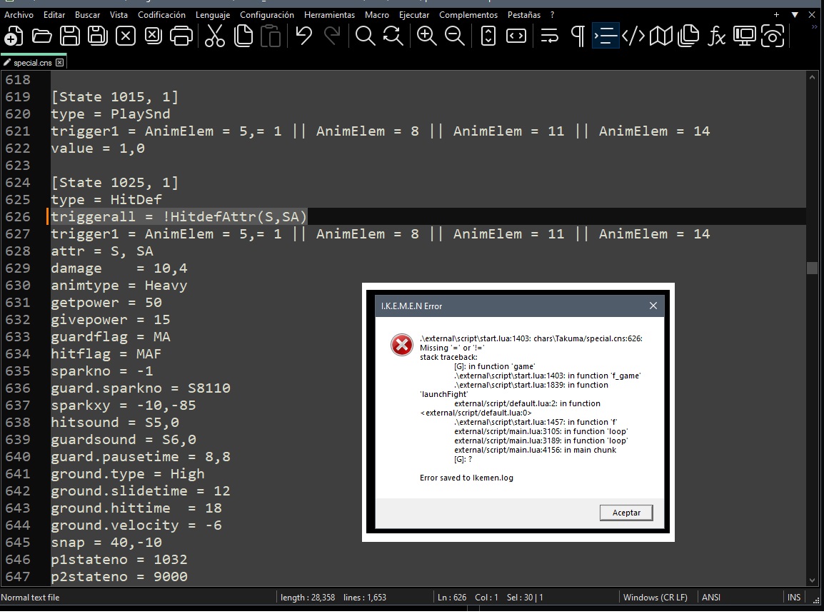 error in trigger !HitdefAttr(S,SA) · Issue #1102 · ikemen-engine/Ikemen-GO · GitHub