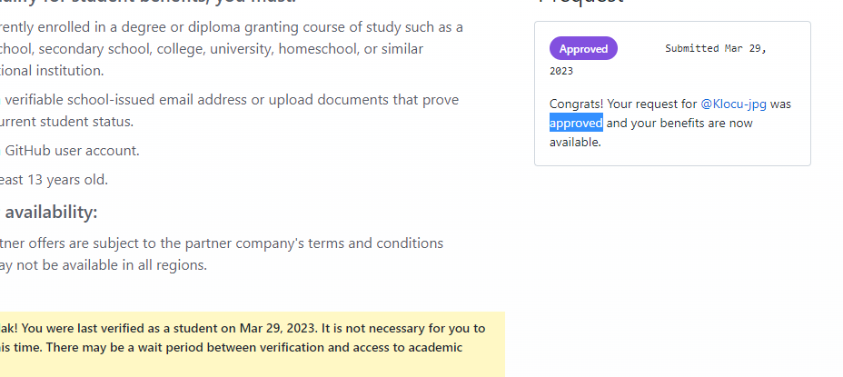 I did aply for github copilot i got approved and i didnt get a copilot and other benefits ...