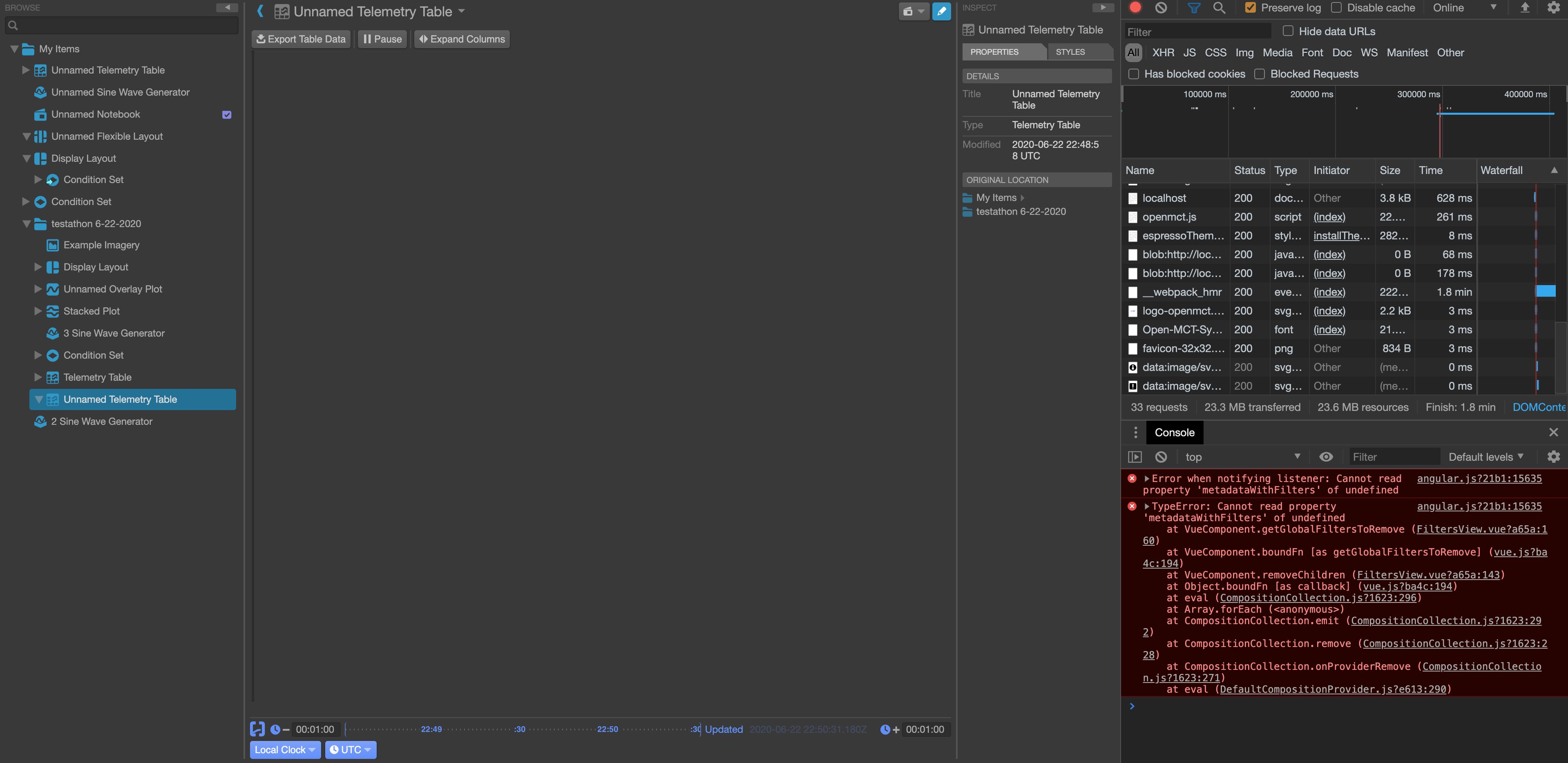[Telemetry Table] Cannot read property 'metadataWithFilters' · Issue #3104 · nasa/openmct · GitHub
