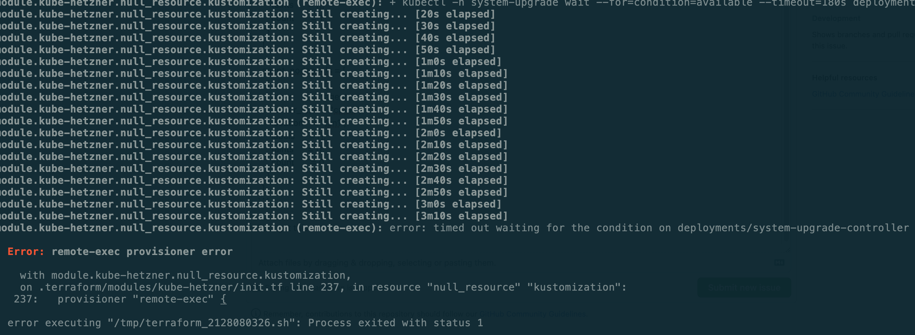 Error On Create Single Node Cluster · Issue 338 · Kube Hetznerterraform Hcloud Kube Hetzner