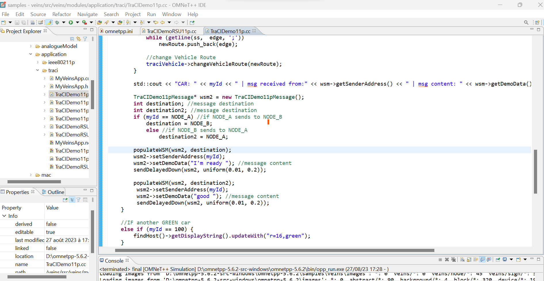 Utilizing SUMO, OMNeT++, and VEINS to Control Vehicles and Send ...